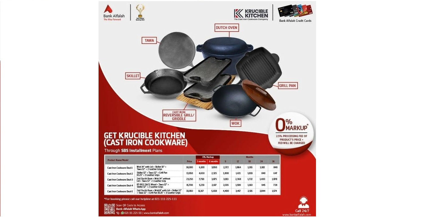 Krucible Kitchen Cast Iron Cookware and Serve-ware, Made in Pakistan