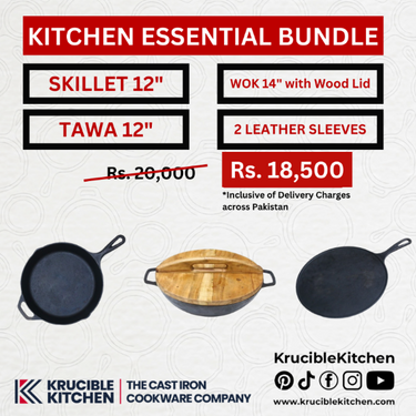 Krucible Kitchen Cast Iron Cookware and Serve-ware, Made in Pakistan