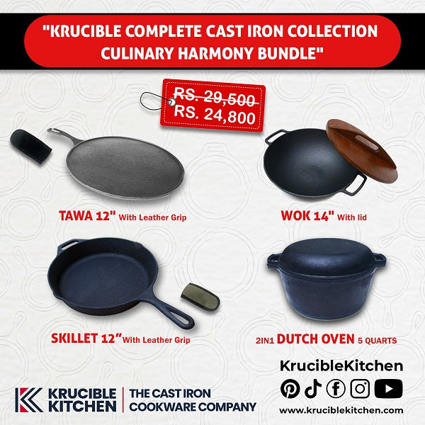 Krucible Kitchen Cast Iron Cookware and Serve-ware, Made in Pakistan