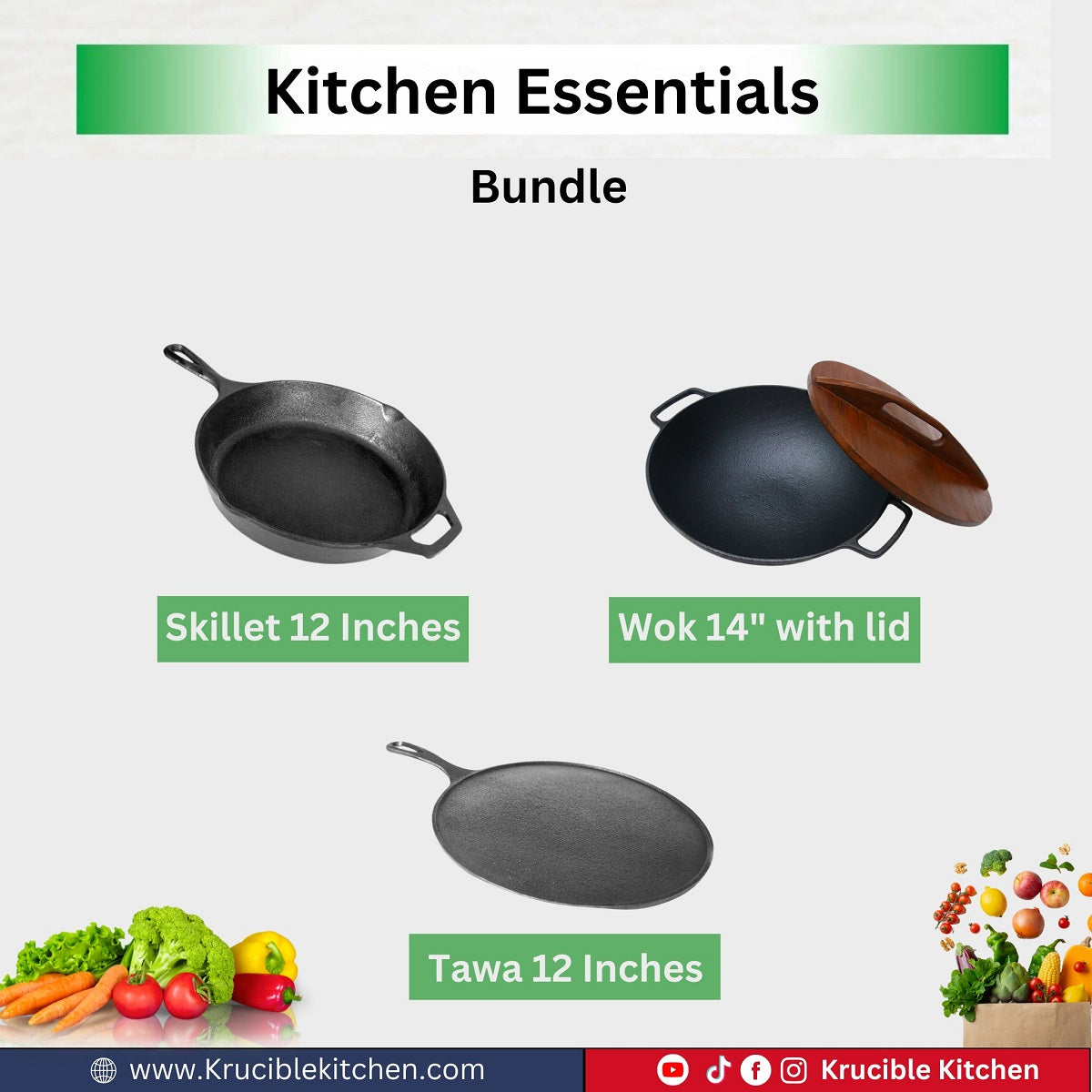Krucible Kitchen Cast Iron Cookware and Serve-ware, Made in Pakistan ...