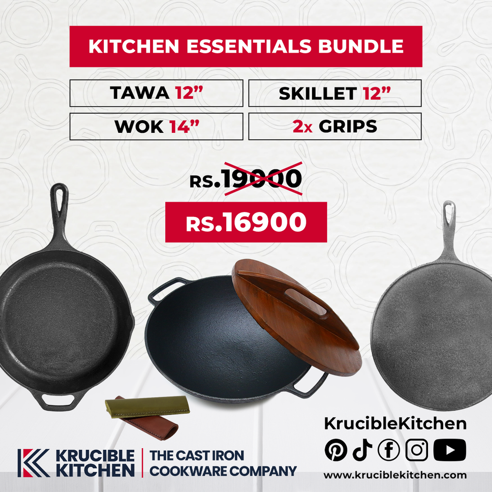 Krucible Kitchen Cast Iron Cookware and Serve-ware, Made in Pakistan