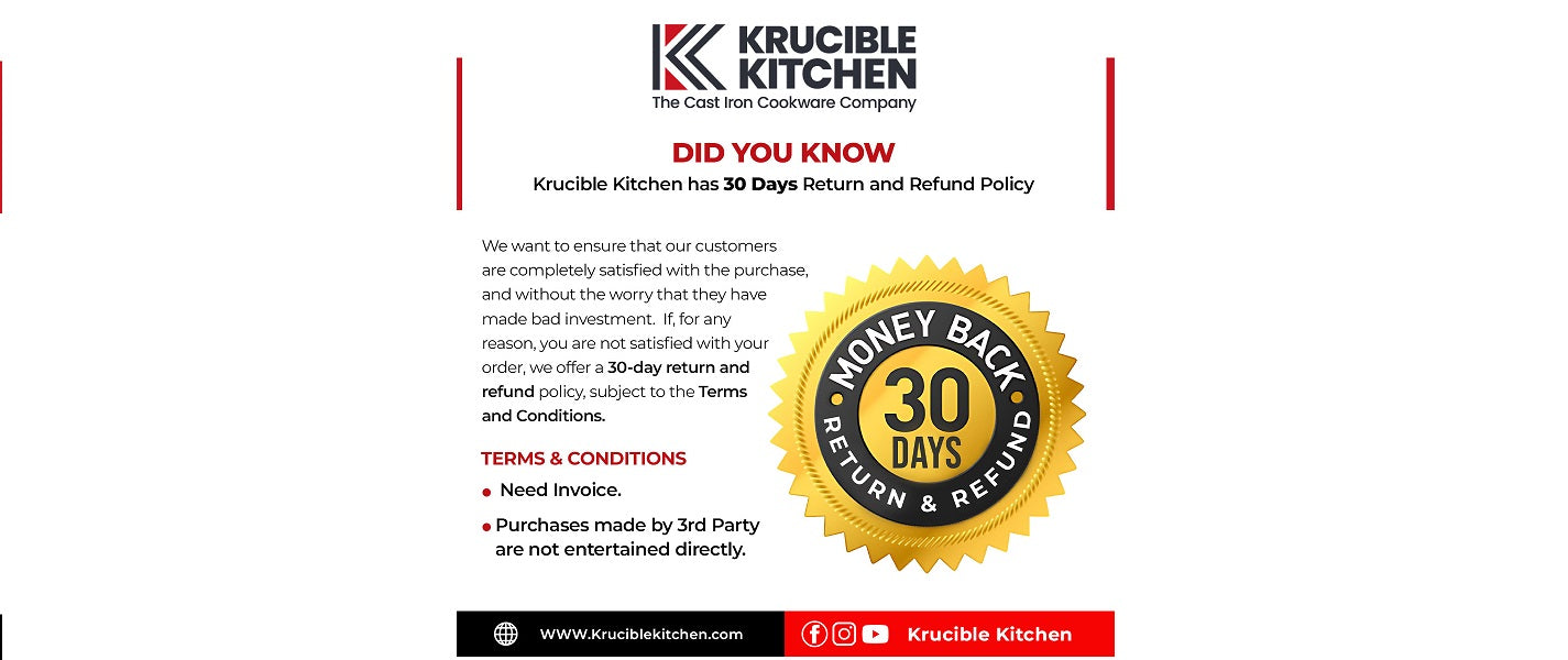 Krucible Kitchen Cast Iron Cookware and Serve-ware, Made in Pakistan